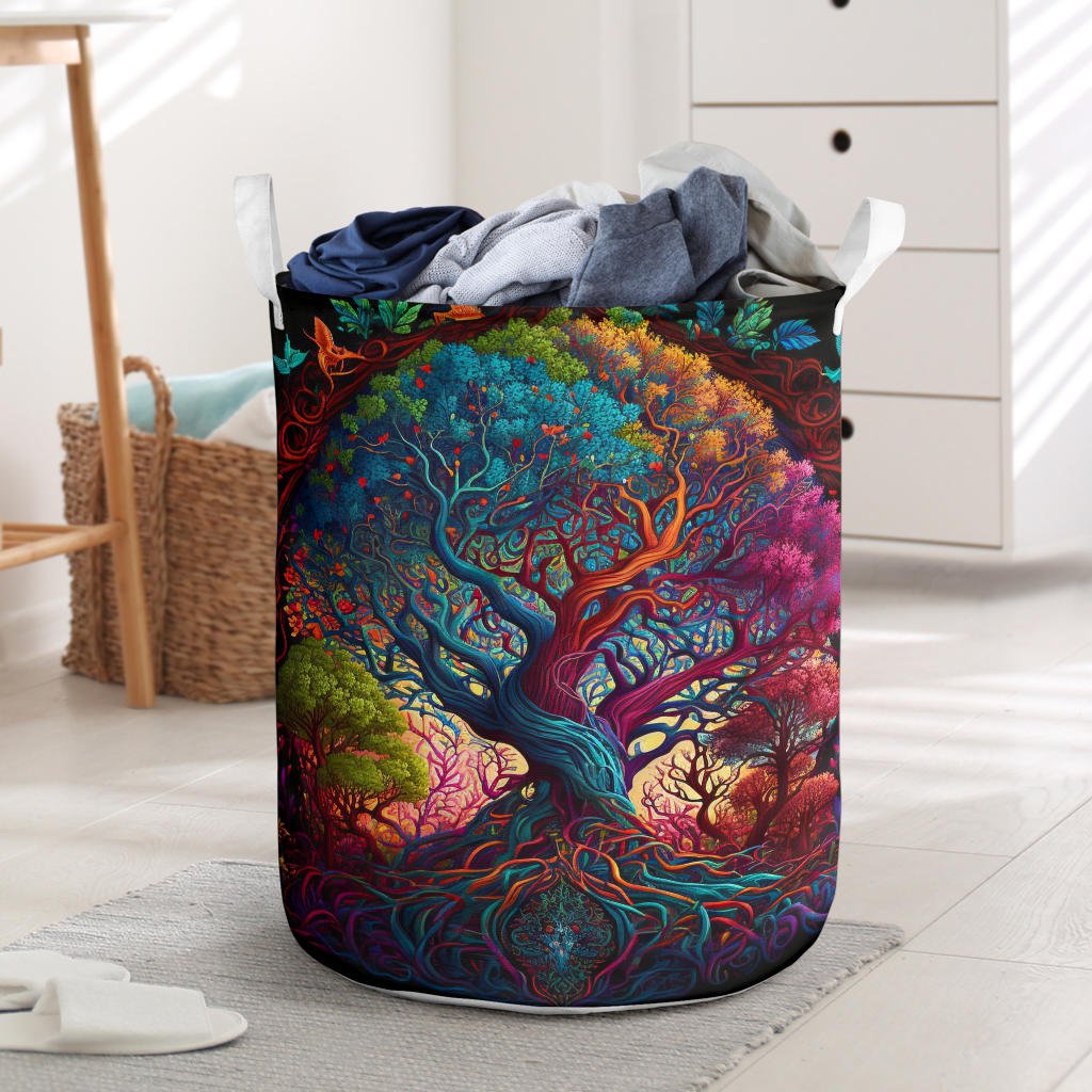 Colorful Psychedelic Tree of Life Laundry Basket – Crystallized Collective