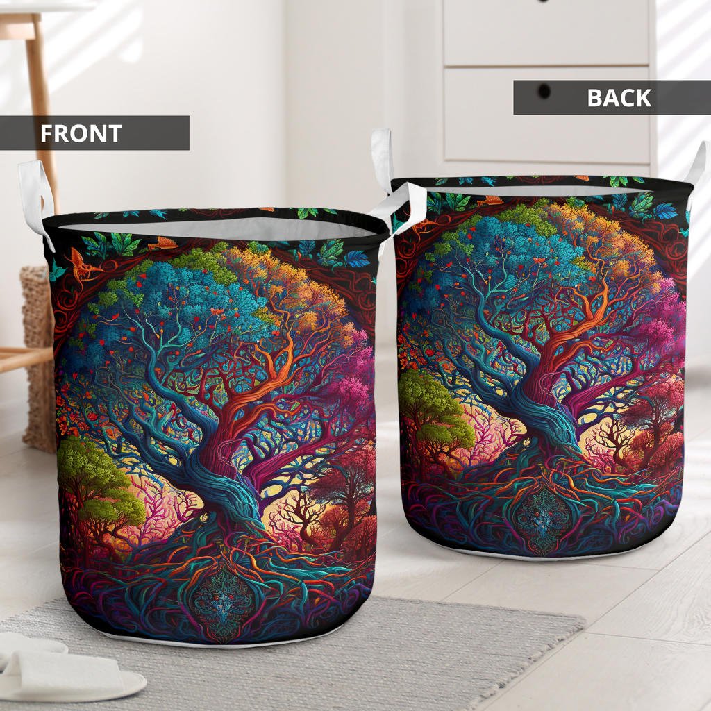 Colorful Psychedelic Tree of Life Laundry Basket – Crystallized Collective