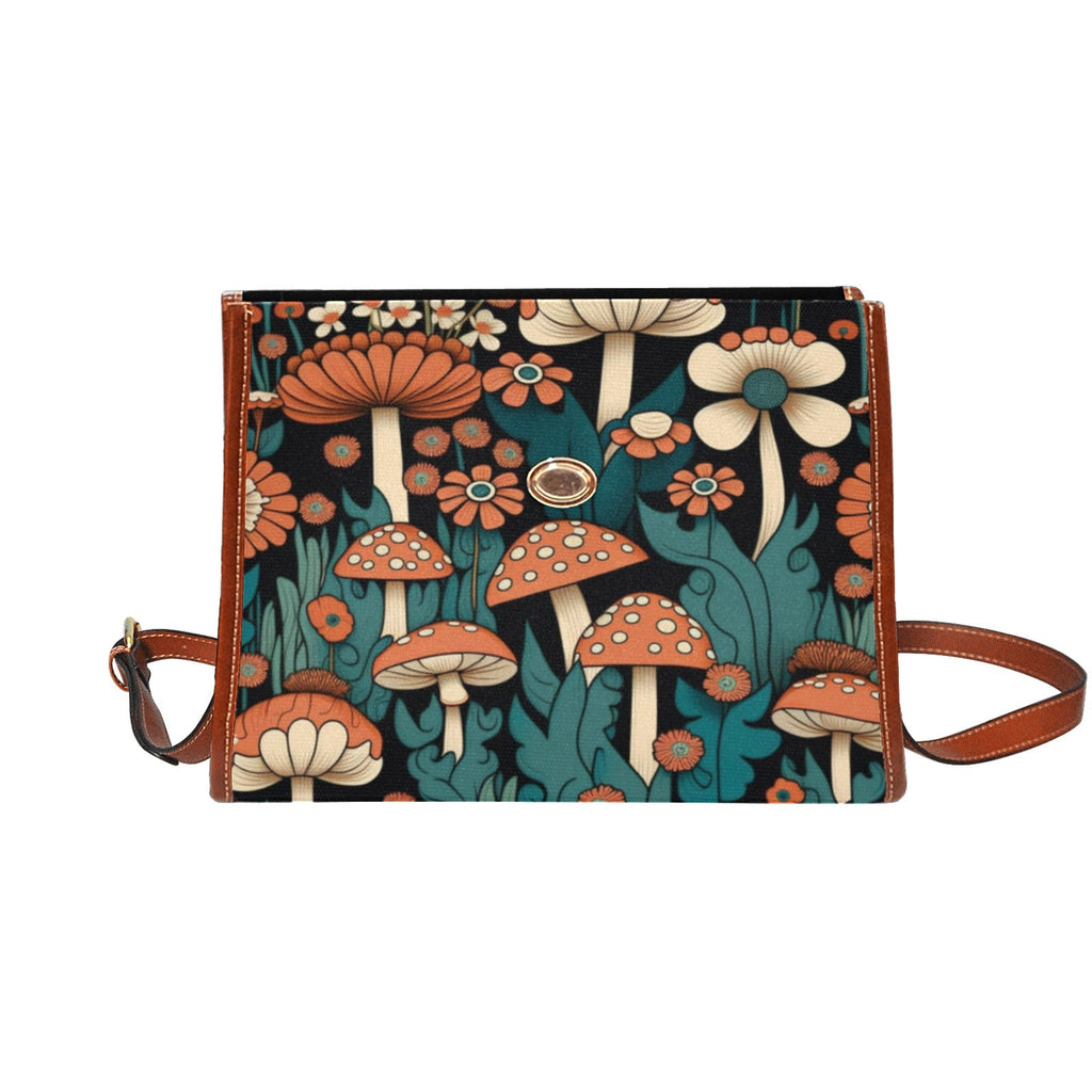 Daisyes and Mushroomms Cottagecore Canvas Satchel Bag – Crystallized ...