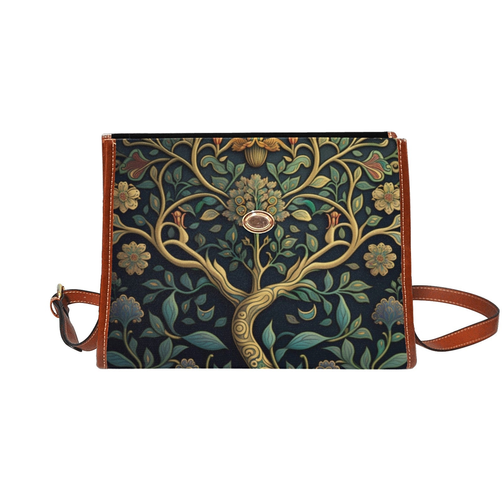 Golden Cottagecore Tree of Life Canvas Satchel Bag – Crystallized ...