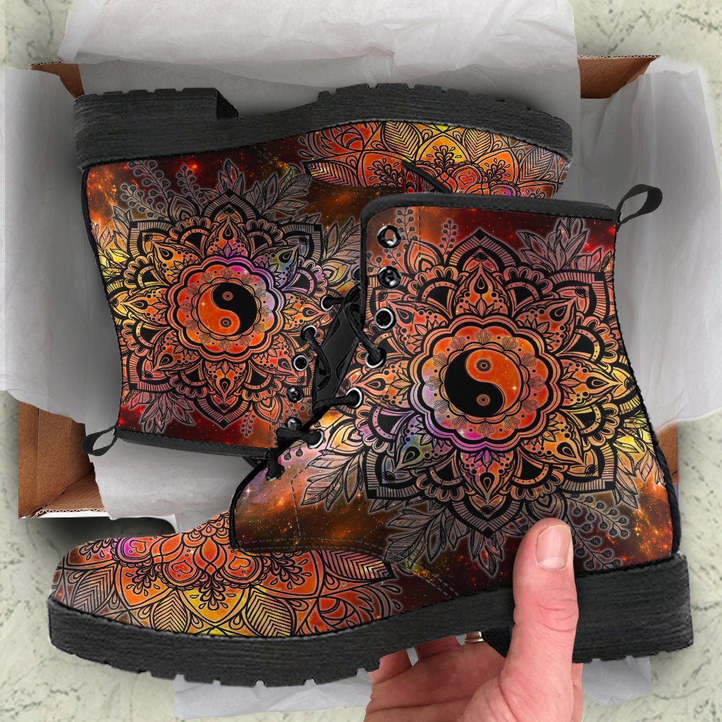 HandCrafted Colorful Yin Yang Mandala Boots – Crystallized Collective