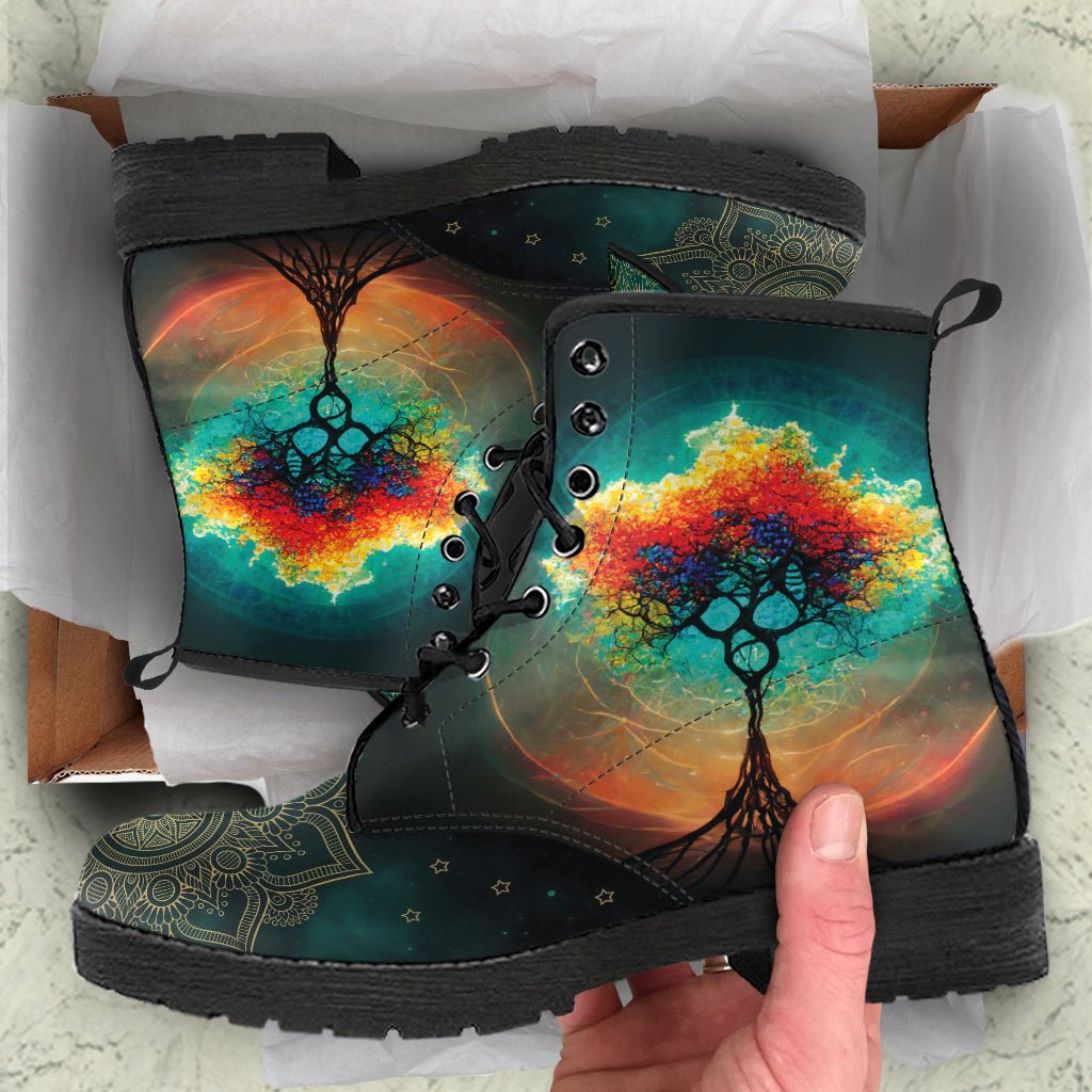 HandCrafted DNA Tree of Life Mandala Boots – Crystallized Collective