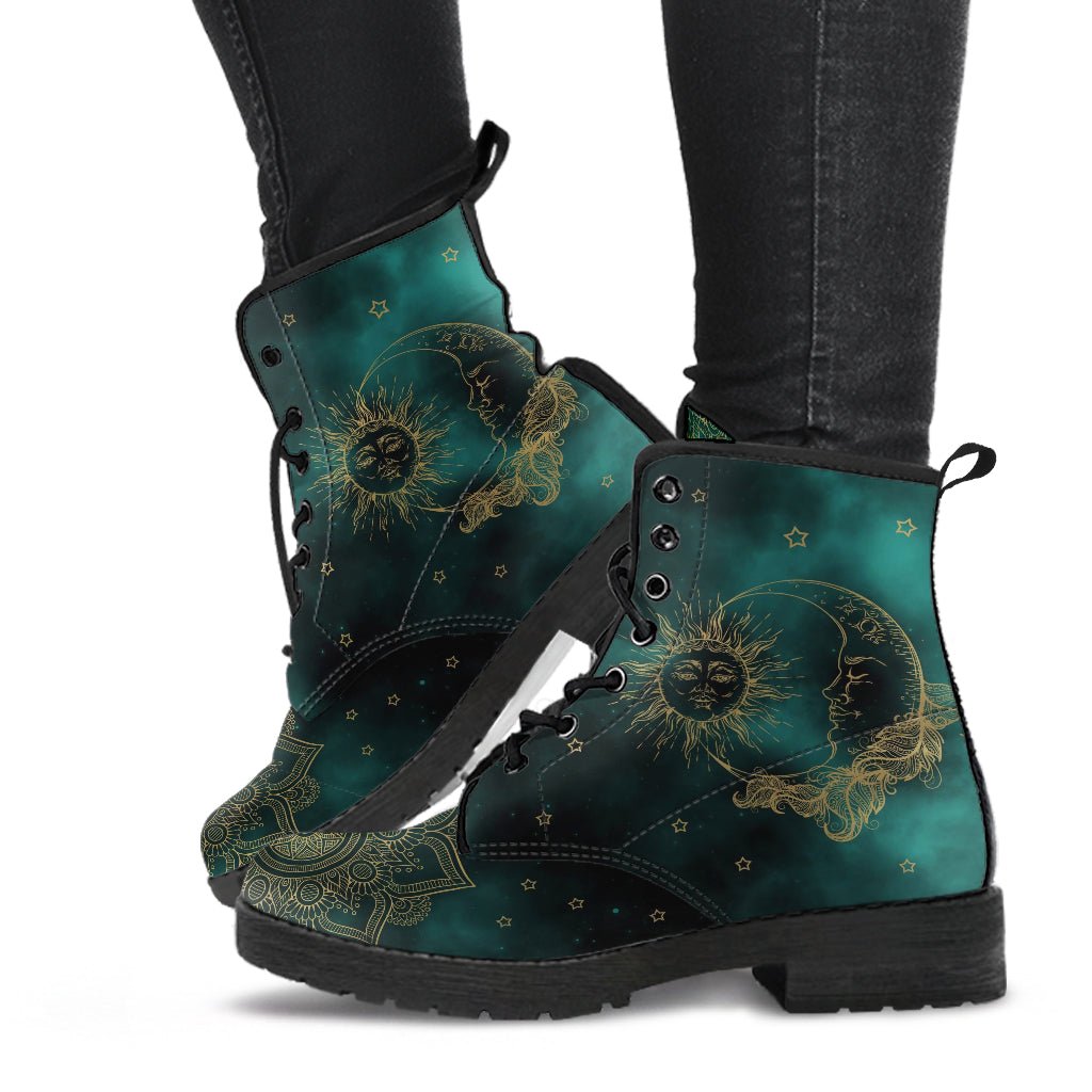 HandCrafted Green Sun and Moon Boots – Crystallized Collective