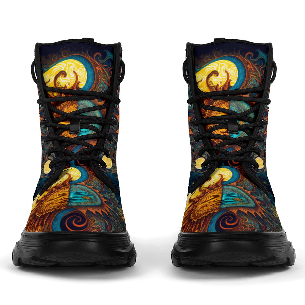 HandCrafted Ornate Sun and Moon Chunky Boots – Crystallized Collective