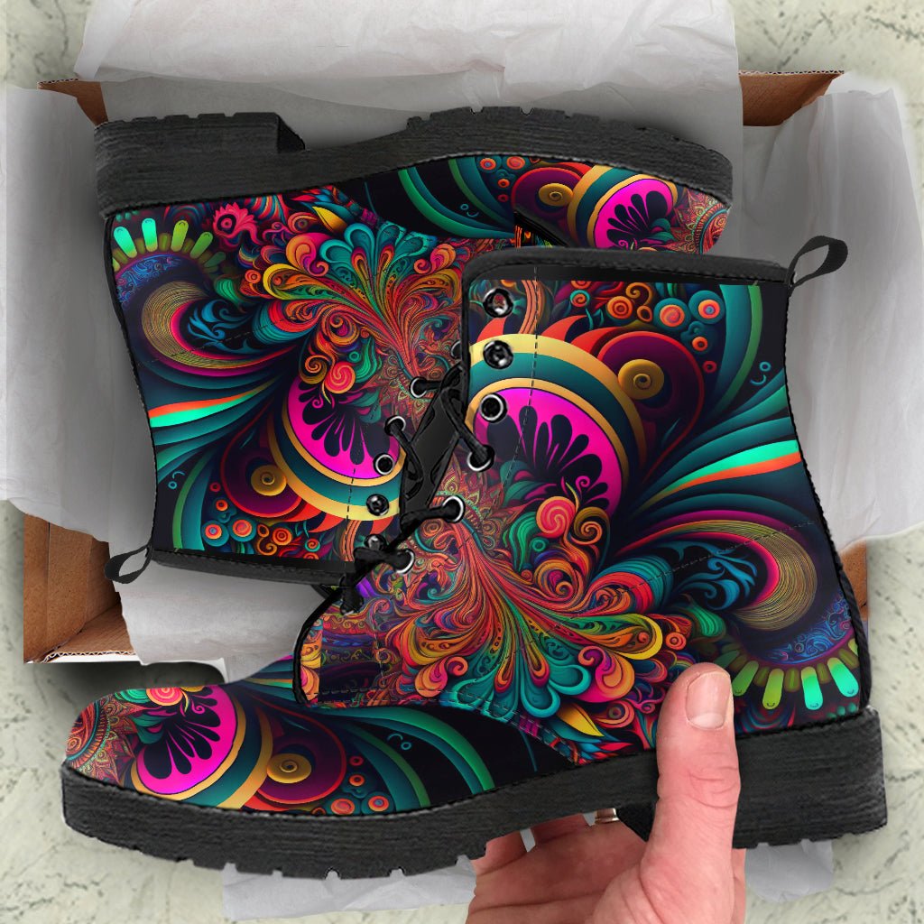 HandCrafted Psychedelic Abstract Boots – Crystallized Collective