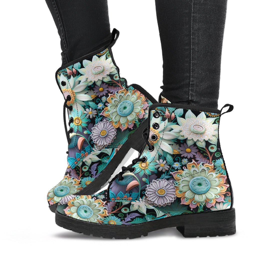 HandCrafted Psychedelic Cottagecore Flowers Boots – Crystallized Collective