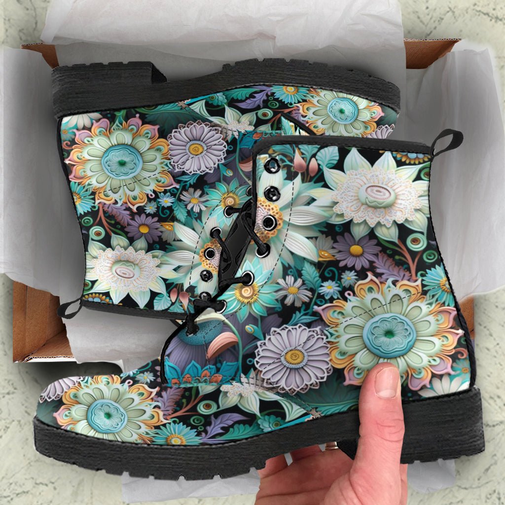 HandCrafted Psychedelic Cottagecore Flowers Boots – Crystallized Collective