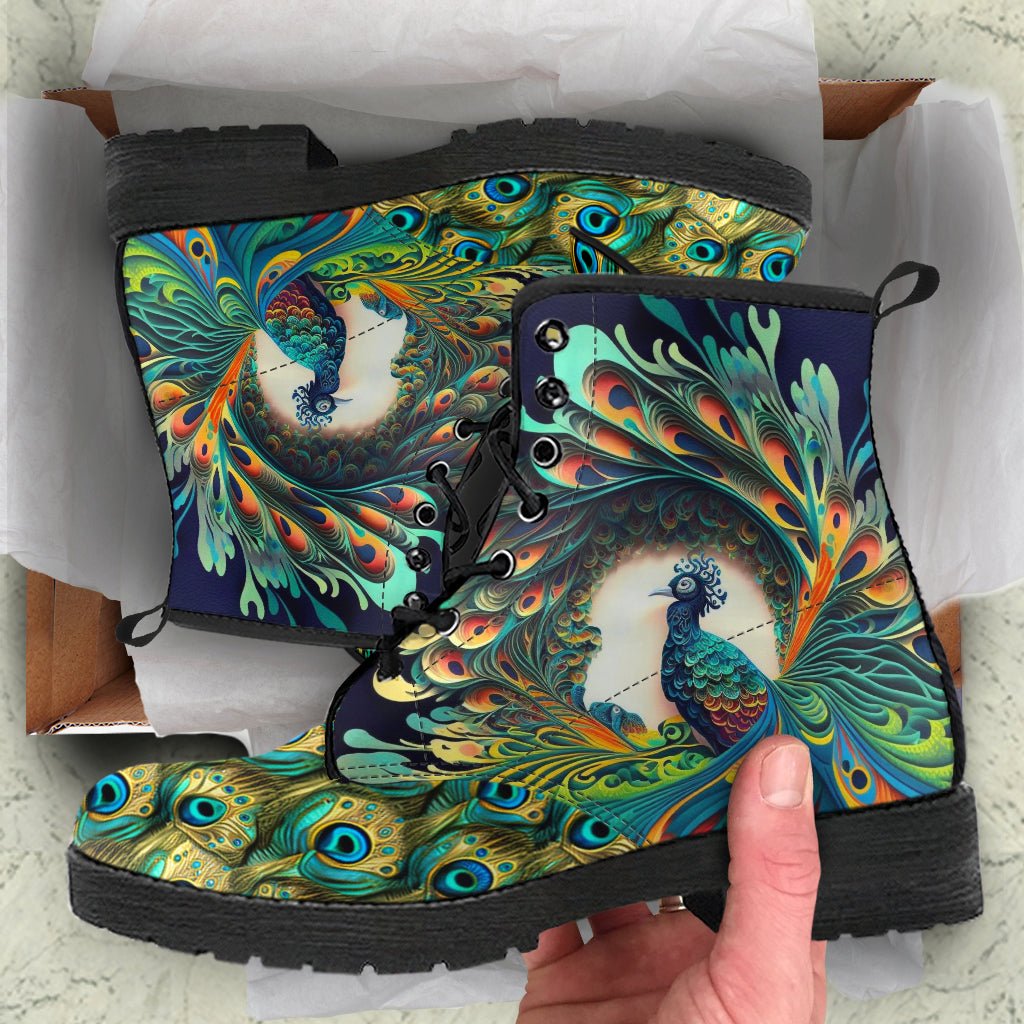 HandCrafted Psychedelic Peacock Boots – Crystallized Collective