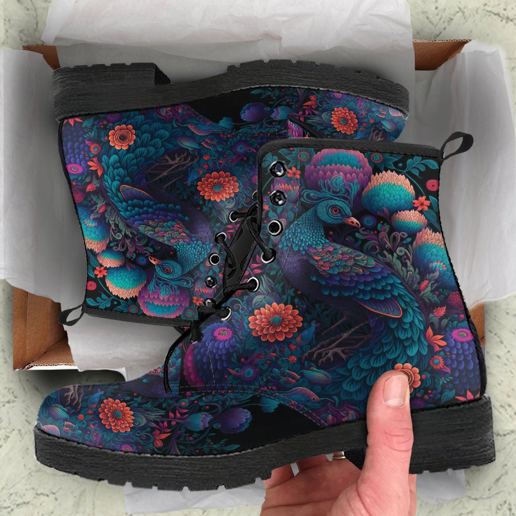 HandCrafted Psychedelic Purple Peacock Boots – Crystallized Collective