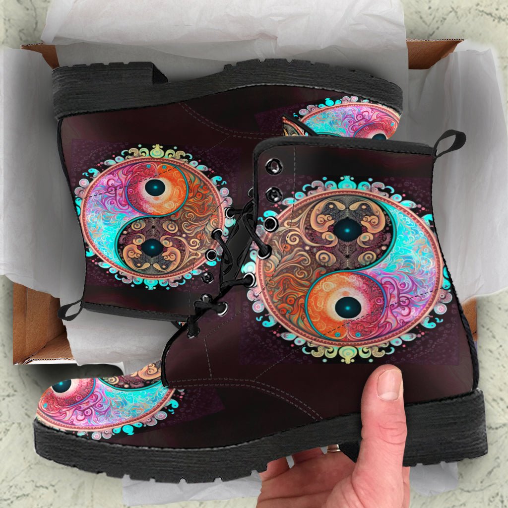 HandCrafted Psychedelic Yin Yang Mandala Boots – Crystallized Collective