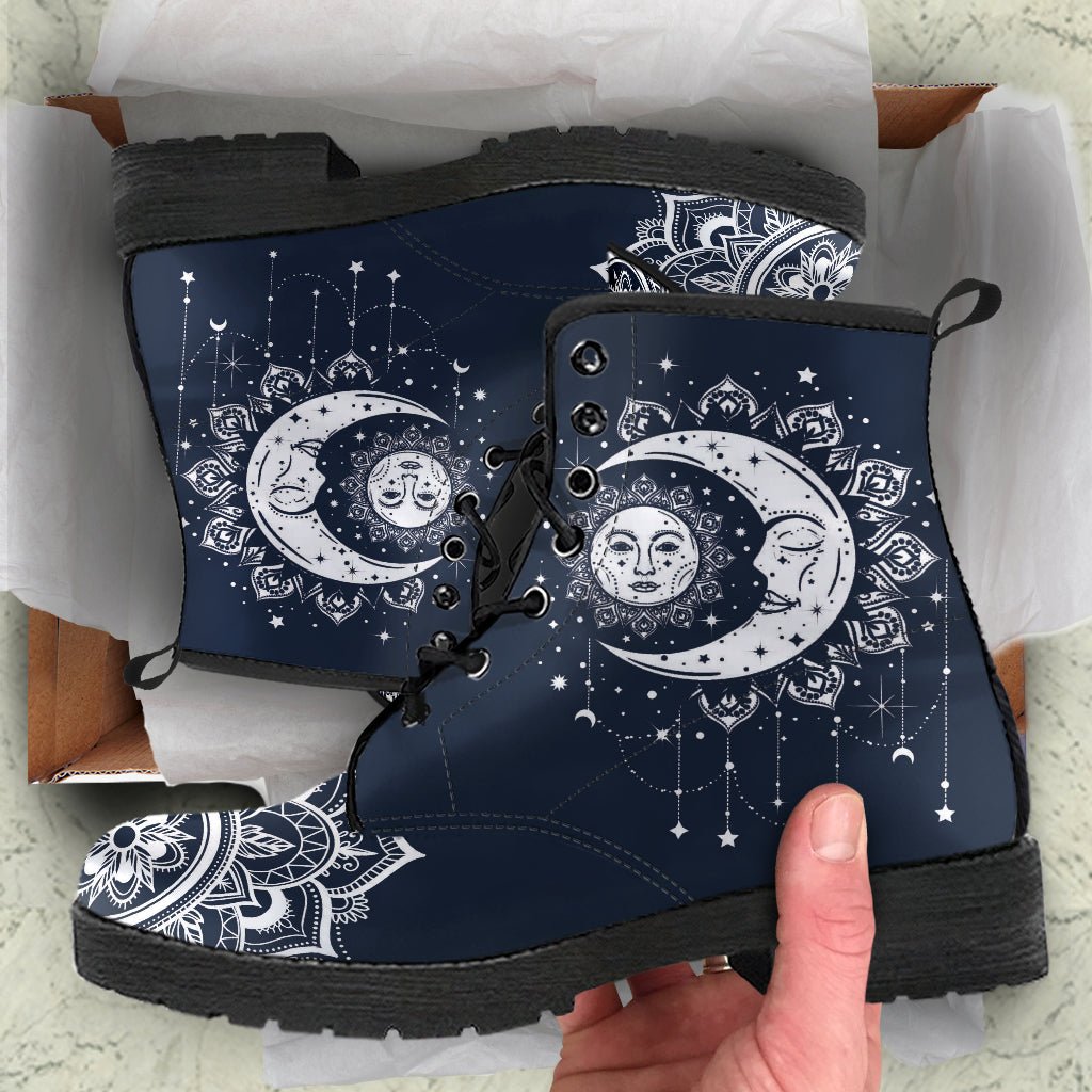 HandCrafted Sun and Moon Mandala Boots – Crystallized Collective
