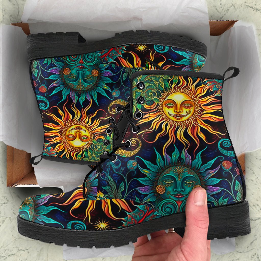 HandCrafted Sun and Moon Vines Boots – Crystallized Collective