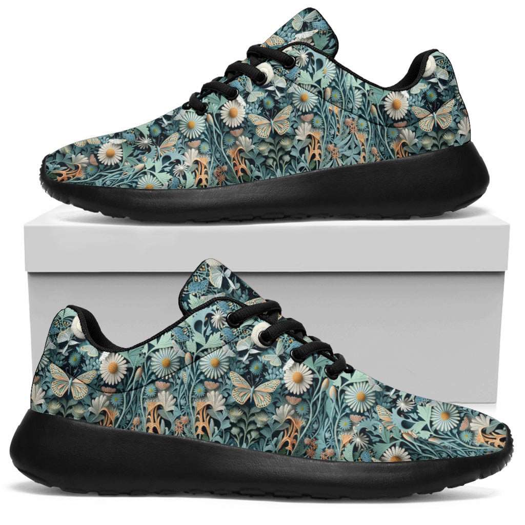 Intricate Cottagecore Flowers and Butterfly Sport Sneakers ...
